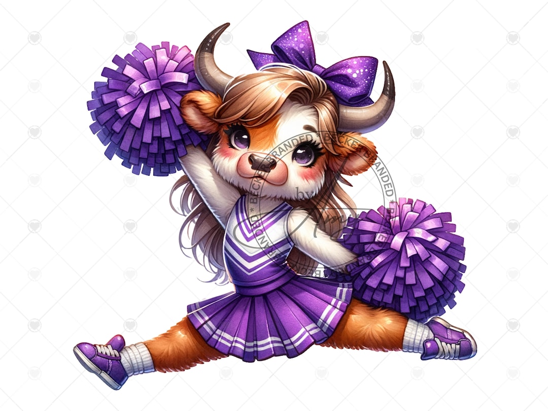 Highland Cow Cheerleader Clipart Tshirt Sublimation Design Instant ...