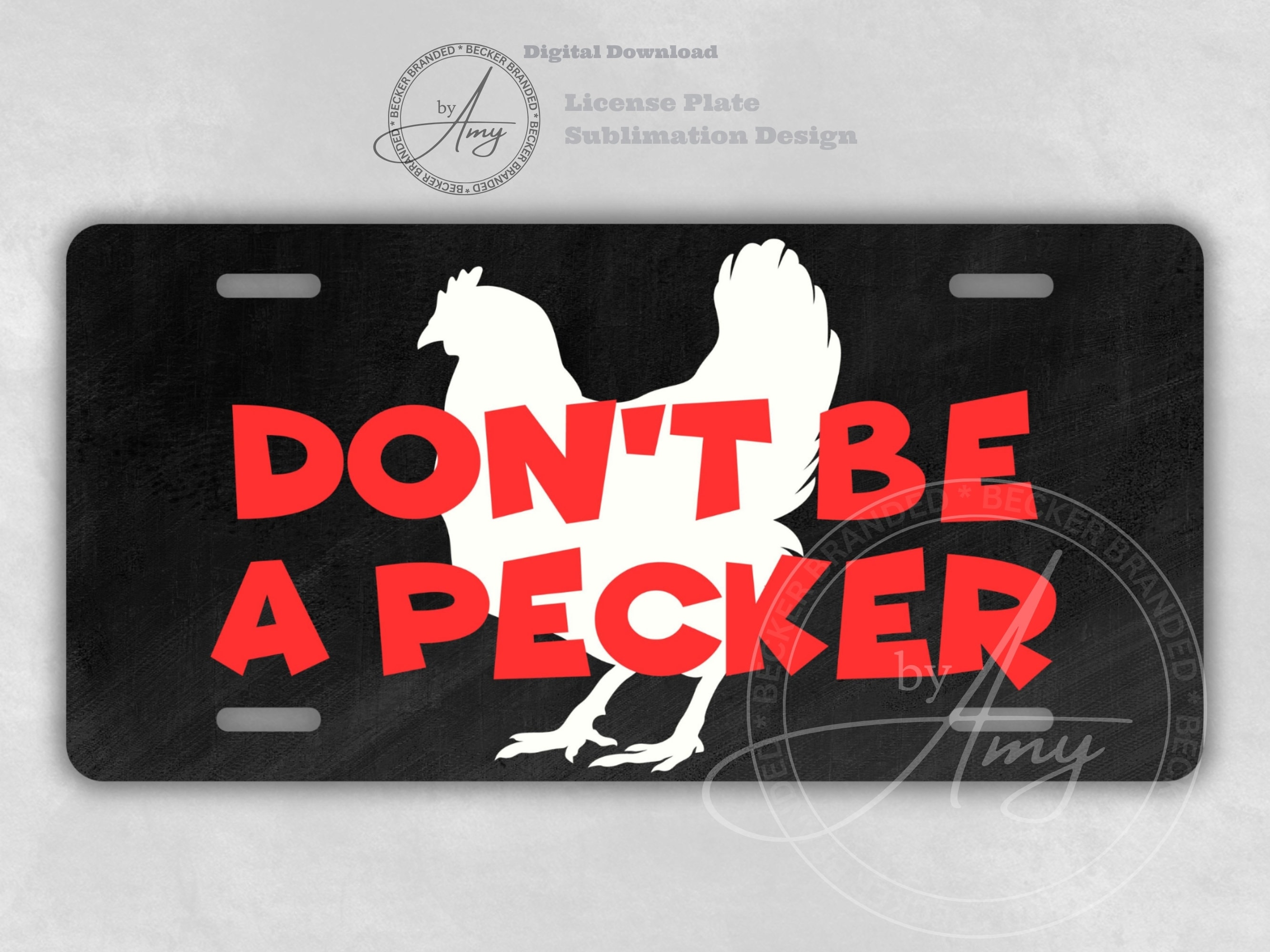 Funny Chicken License Plate Sublimation Design, Instant Digital ...