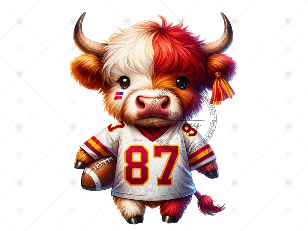 Highland Cow Football Player 87 Clipart Tshirt Sublimation Design ...