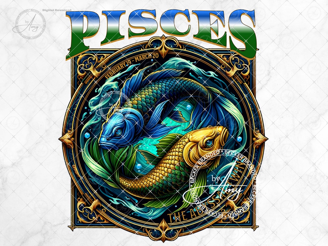 Pisces Zodiac Signs Celestial PNG T-shirt Design, Dark Fantasy ...