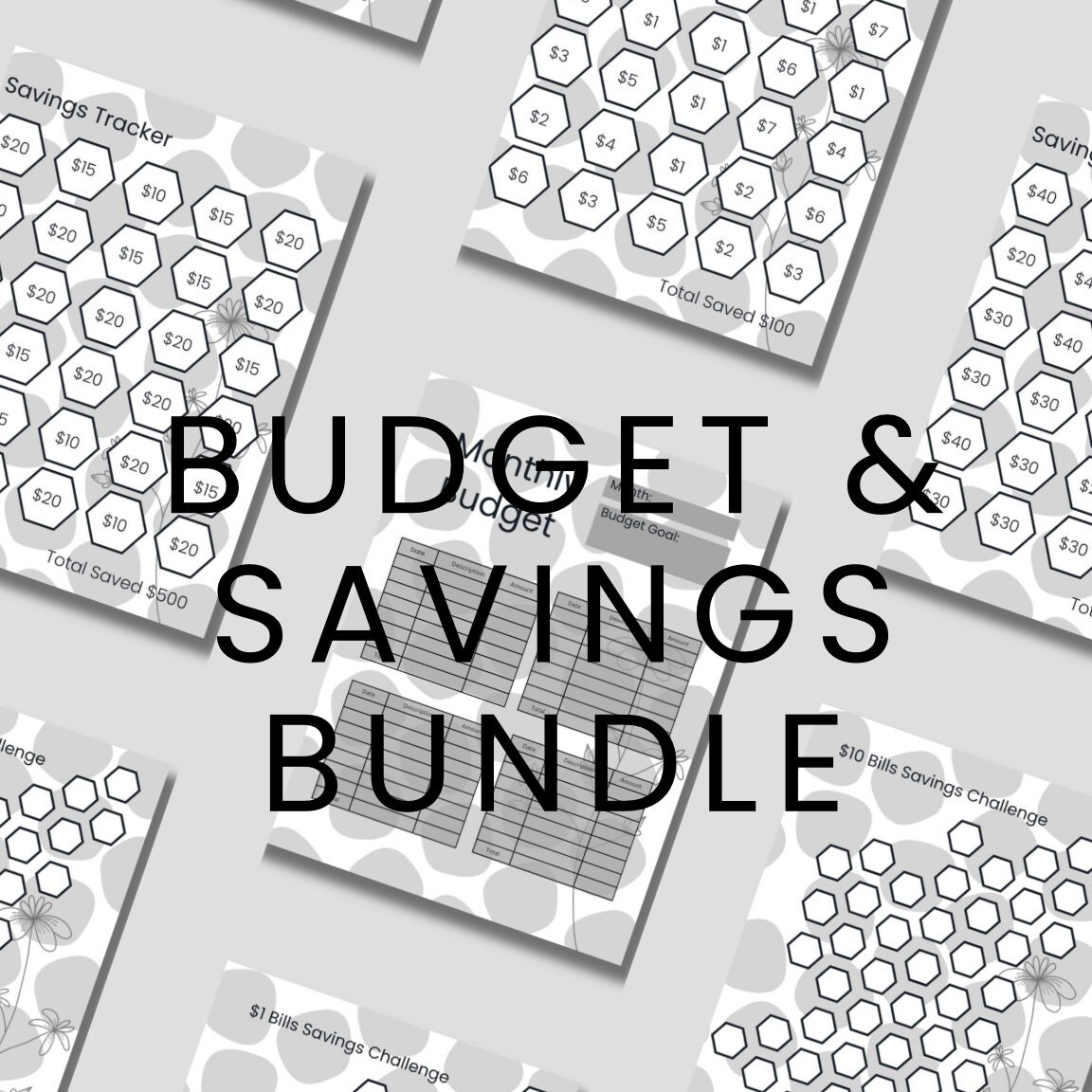 Monthly Budget, Savings Tracker, Savings Challenge Templates, Printable ...