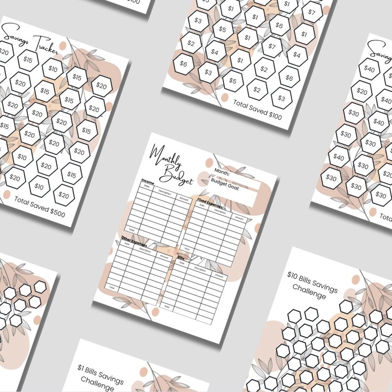 Monthly Budget Savings Tracker Savings Challenge Templates - Etsy