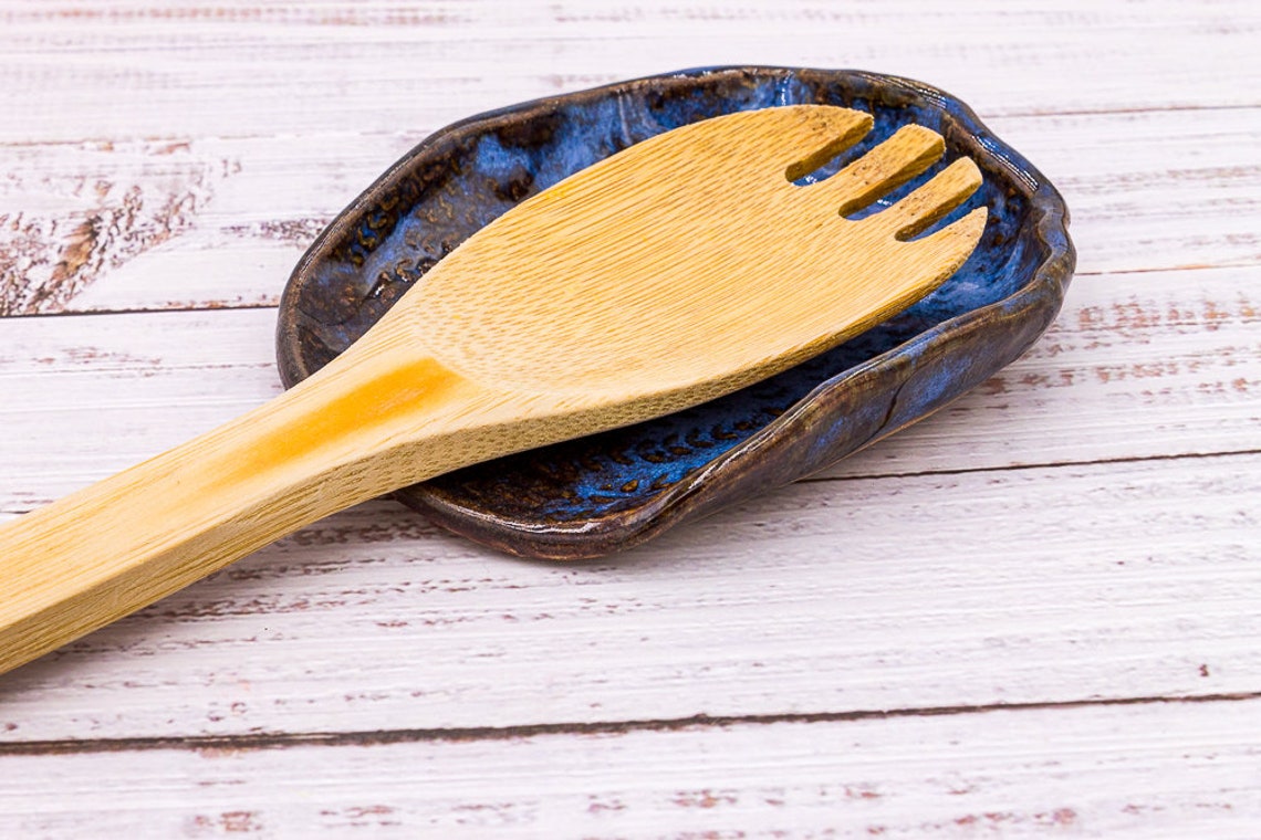 Blue Brown Art Deco Spoon Rest - Etsy