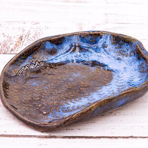 Blue Brown Art Deco Spoon Rest - Etsy
