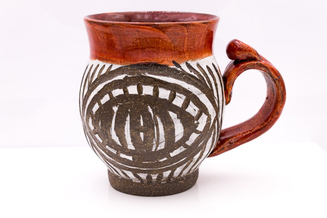 Tribal Eyes Dark Brown and Red Rim Cups - Etsy