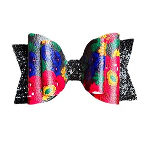 Navajo Black Masani Flower Scarf Faux Leather Bow - Etsy