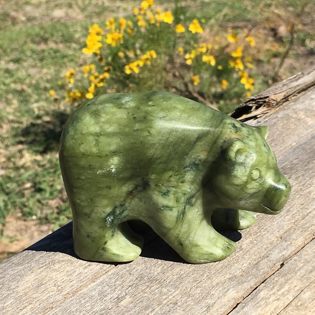 Hand Carved Green Jade Bear 0.824 Lbs - Etsy