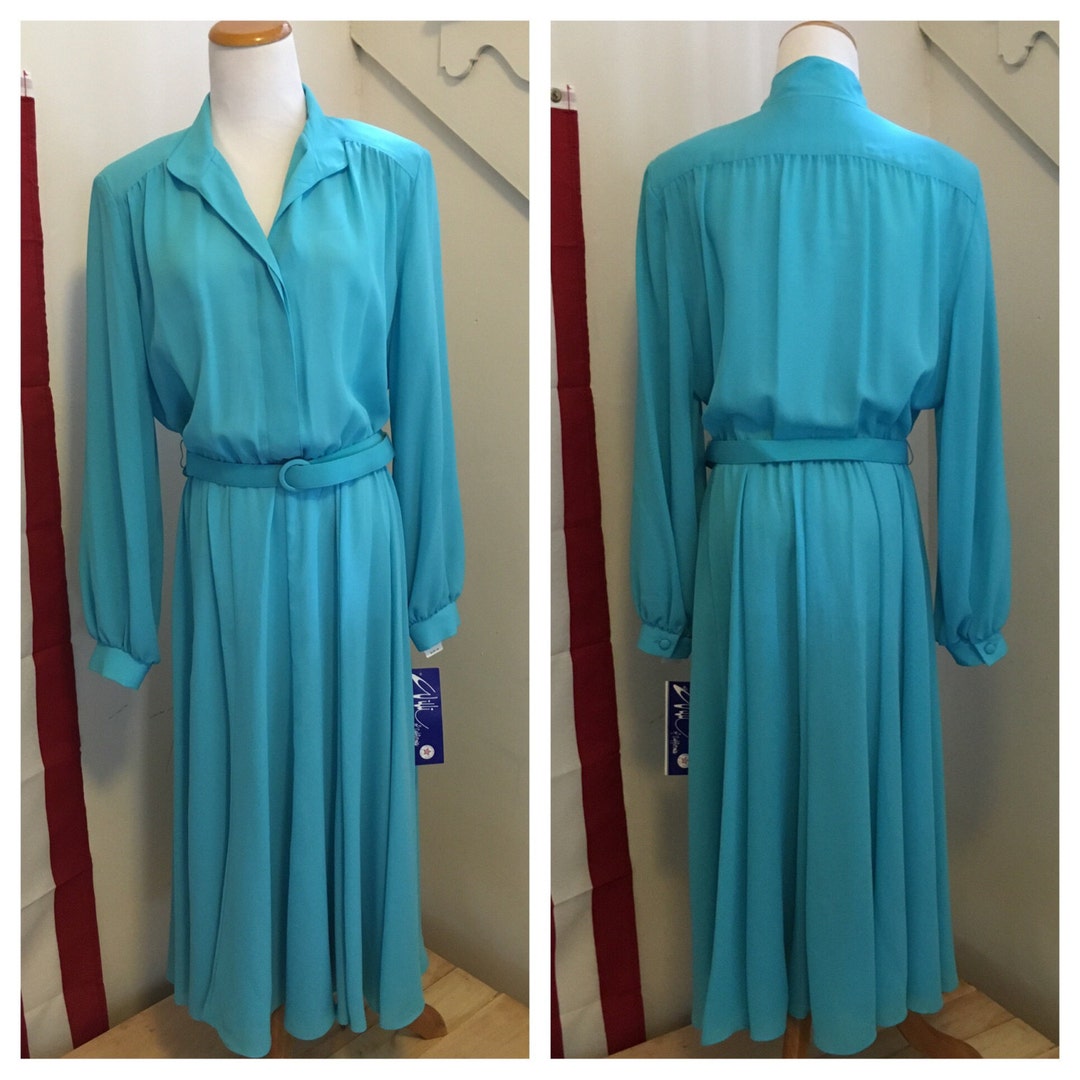 Aqua Blue Midi Dress Something Blue Bridal Shower Dress Ladies Tea ...