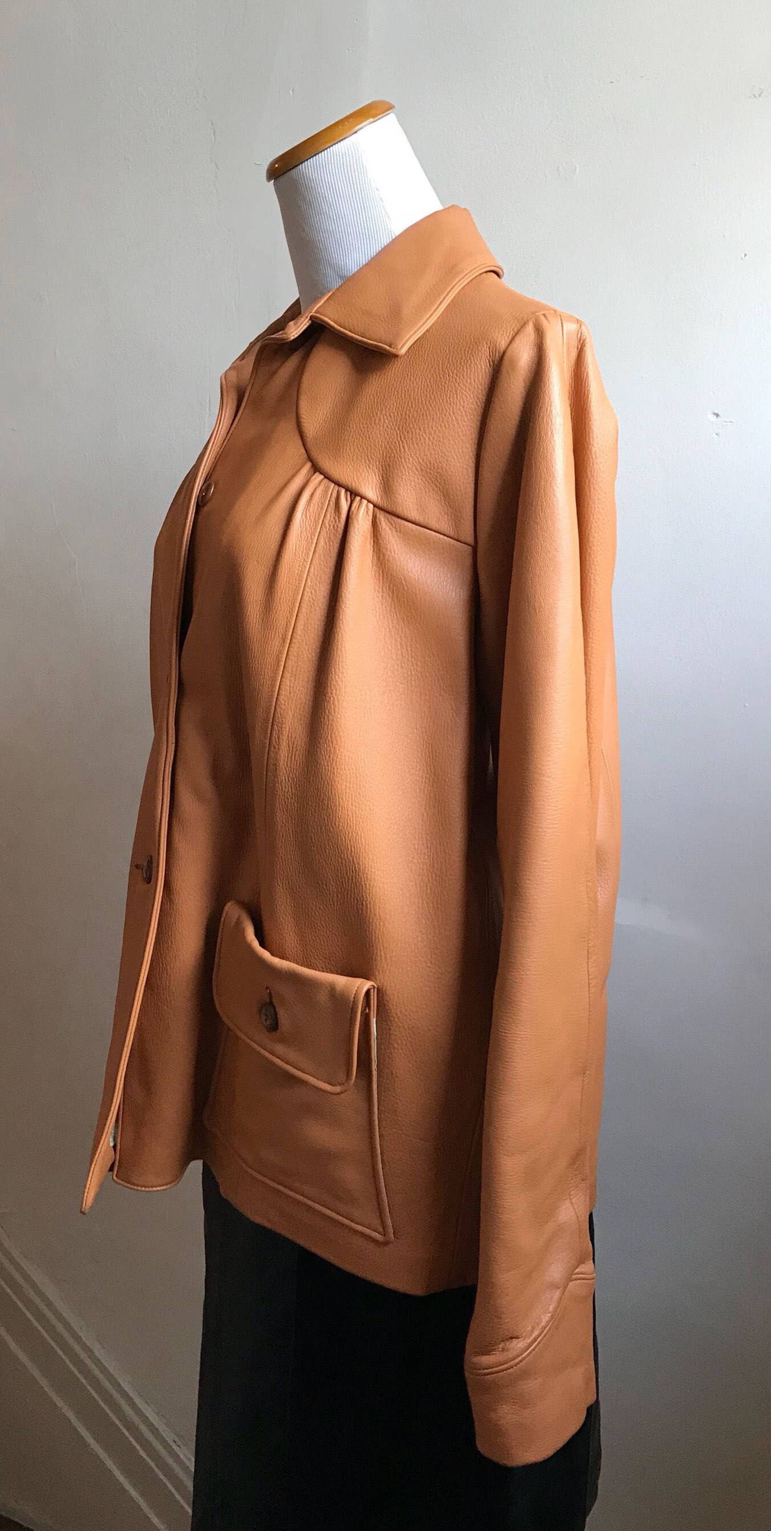 Vintage 70s Leather Jacket Tan Leather Hippie Jacket Retro - Etsy