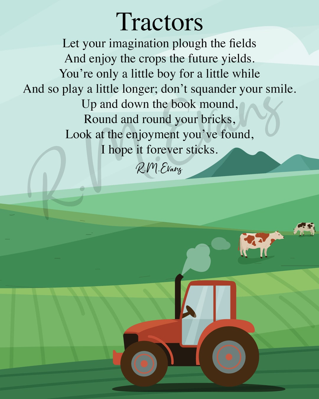 Tractor Poem Printable Poem Wall Art Tractor Wall Decor - Etsy
