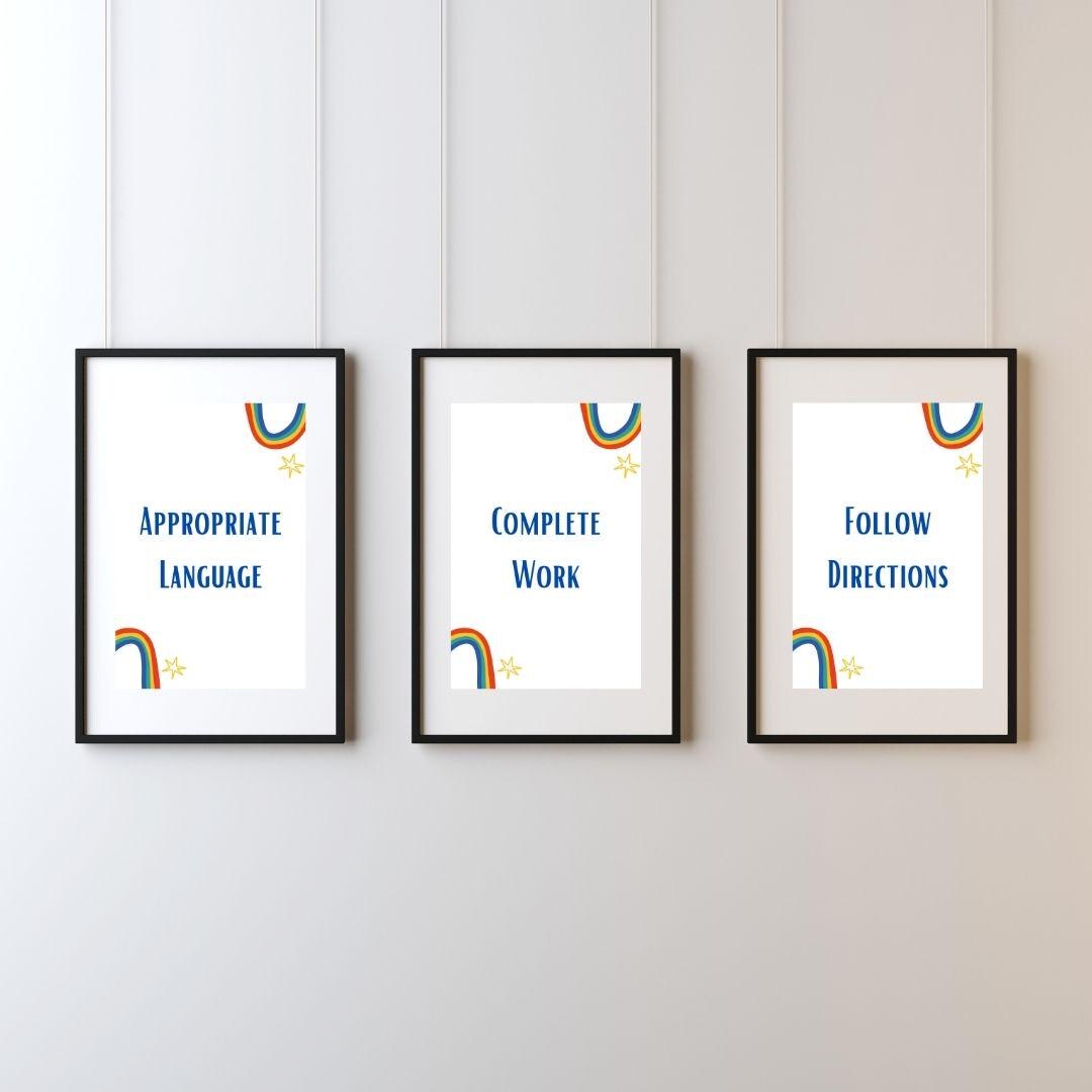 Rainbow Theme- Classroom Expectations Posters - Etsy