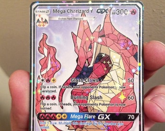Stained Glass Holographic Mega Charizard Y Fan-made Custom Trading Card ...