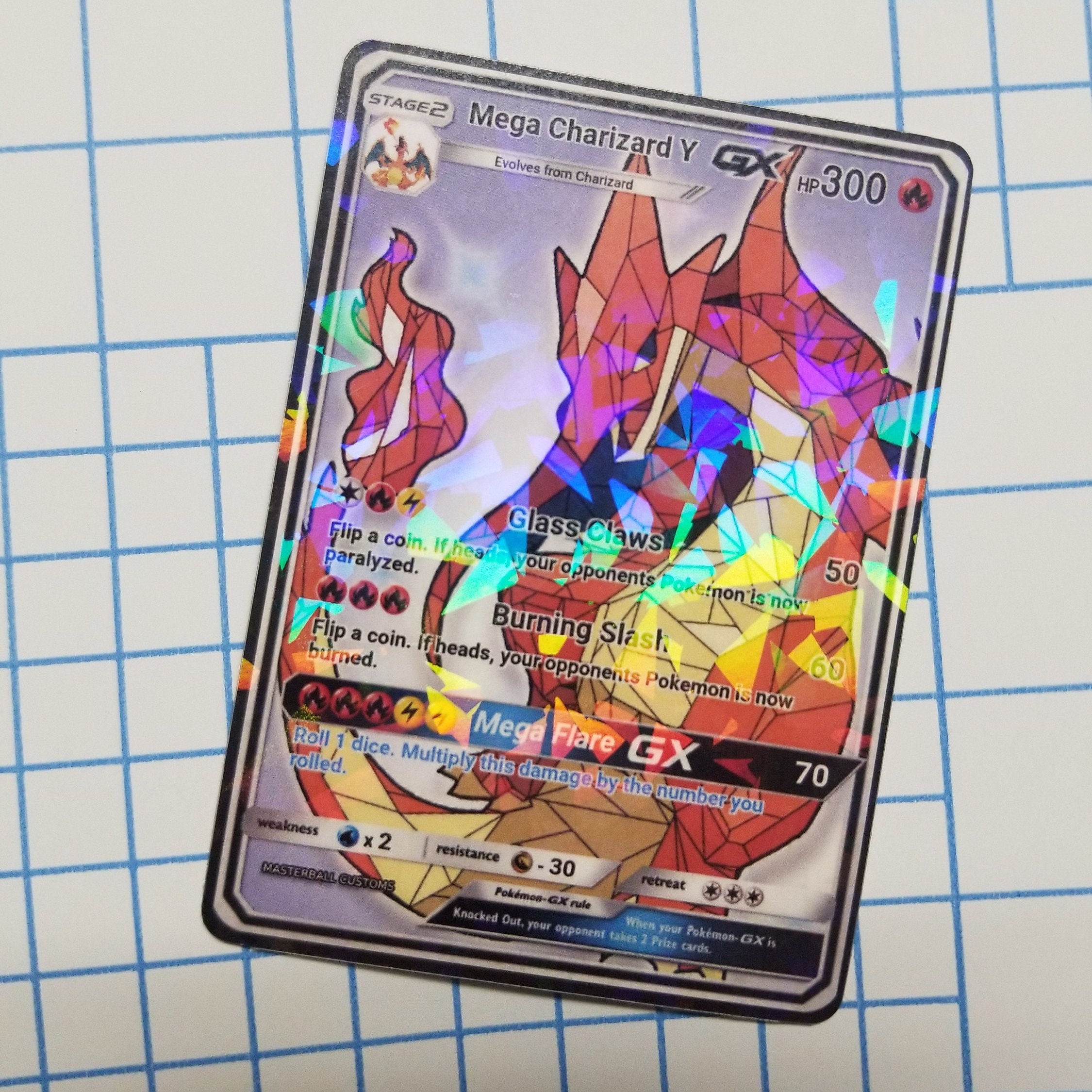 Stained Glass Holographic Mega Charizard Y Fan-made Custom Trading Card ...