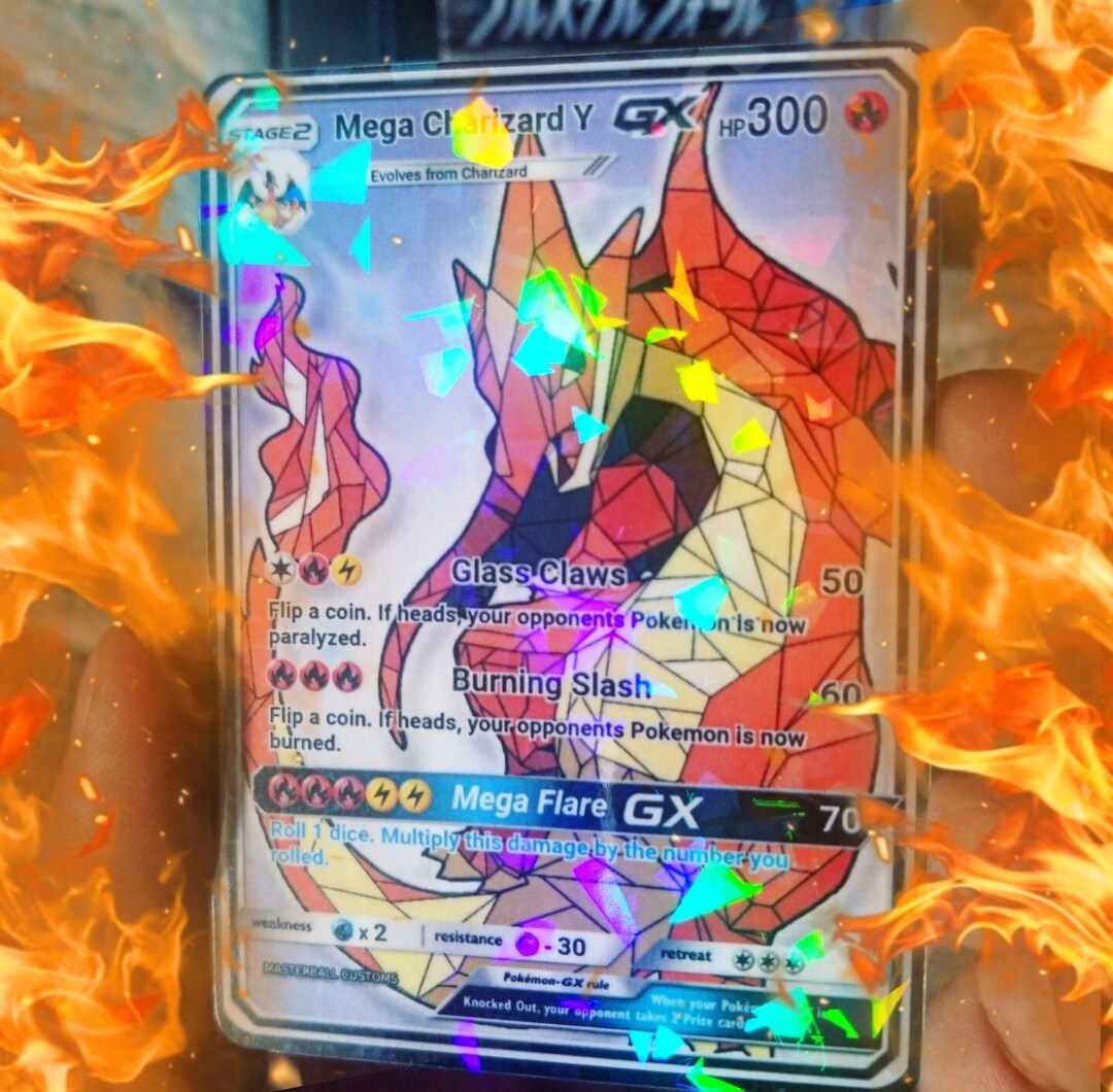 Stained Glass Holographic Mega Charizard Y Fan-made Custom Trading Card ...
