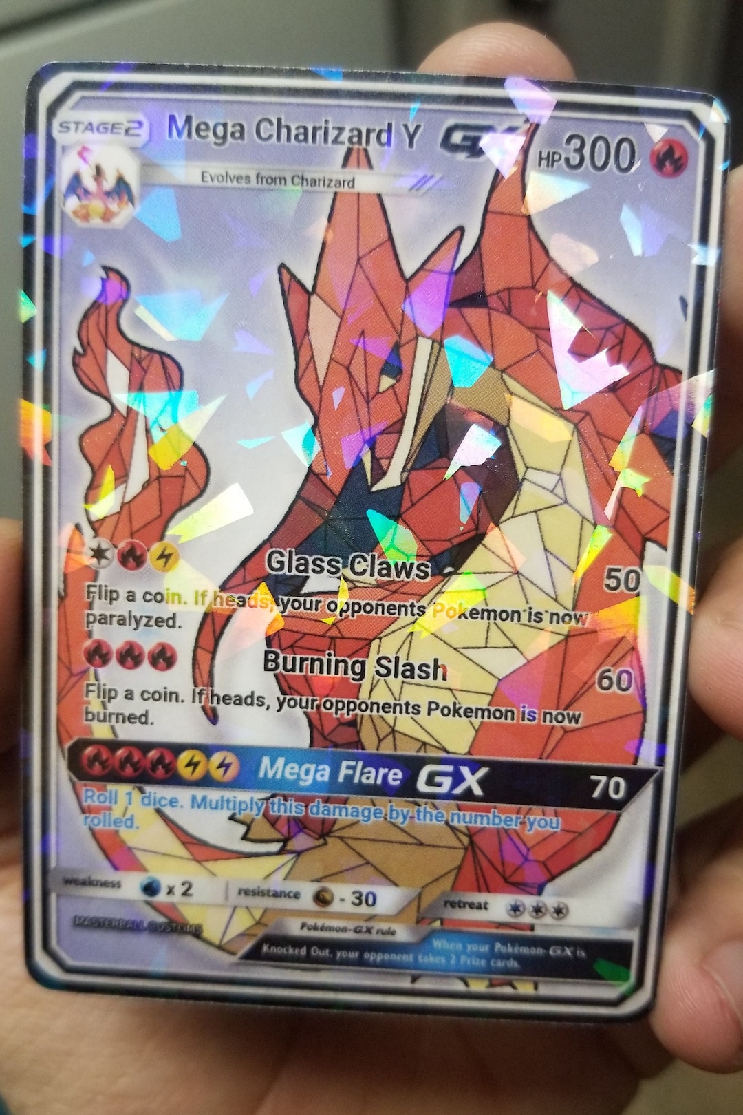 Stained Glass Holographic Mega Charizard Y Fan-made Custom - Etsy