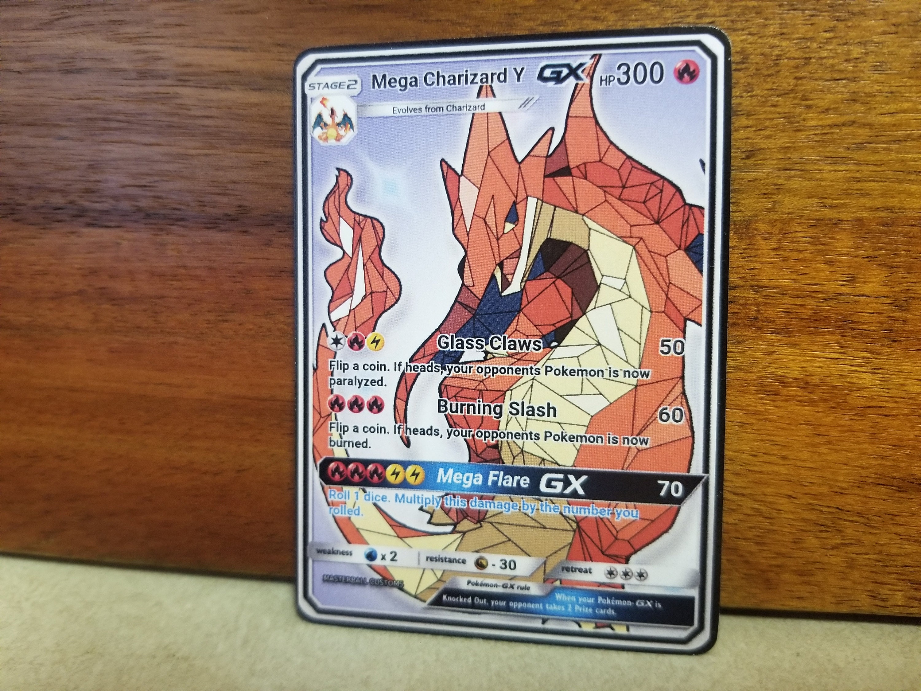 Stained Glass Mega Charizard Y GX Fan-made Custom Trading Card - Etsy