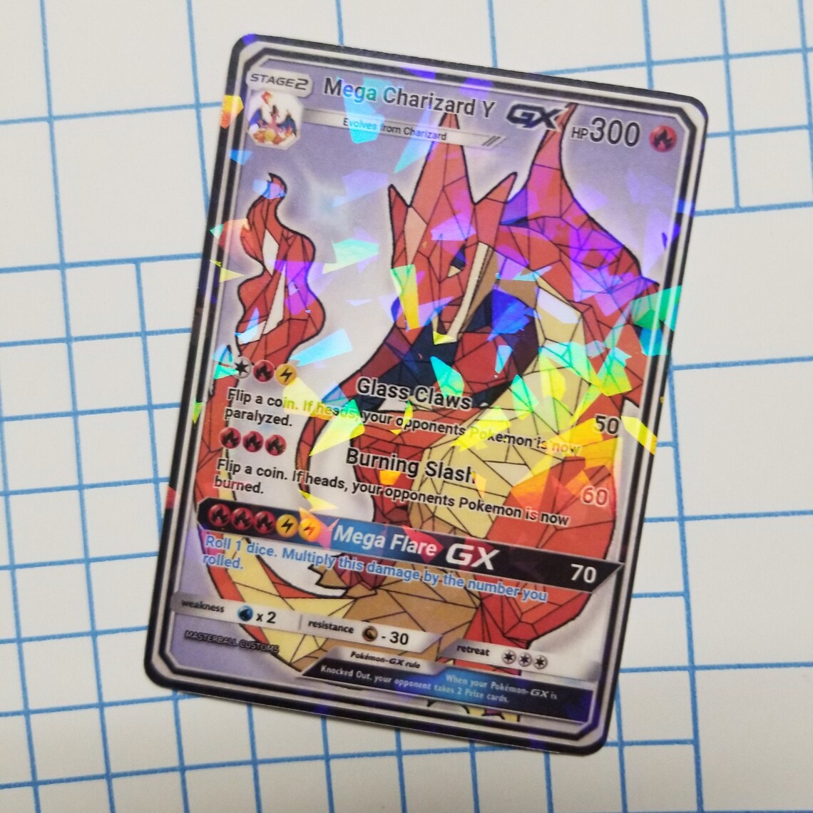 Stained Glass Holographic Mega Charizard Y Fan-made Custom Trading Card ...