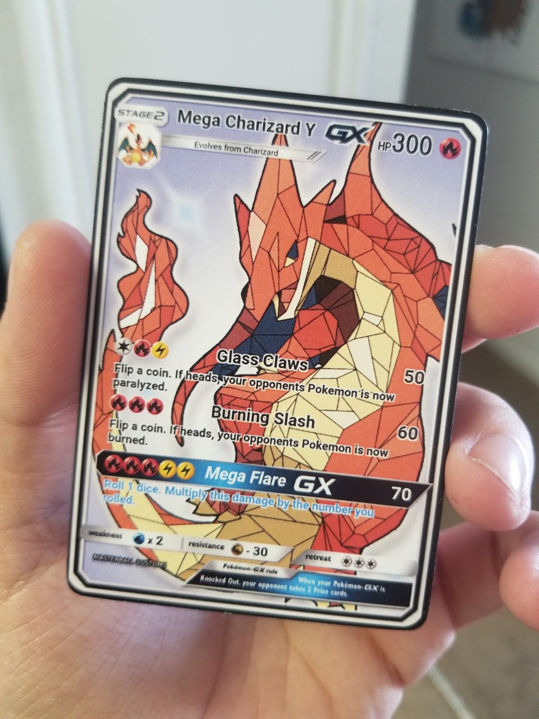 Stained Glass Mega Charizard Y GX Fan-made Custom Trading Card - Etsy