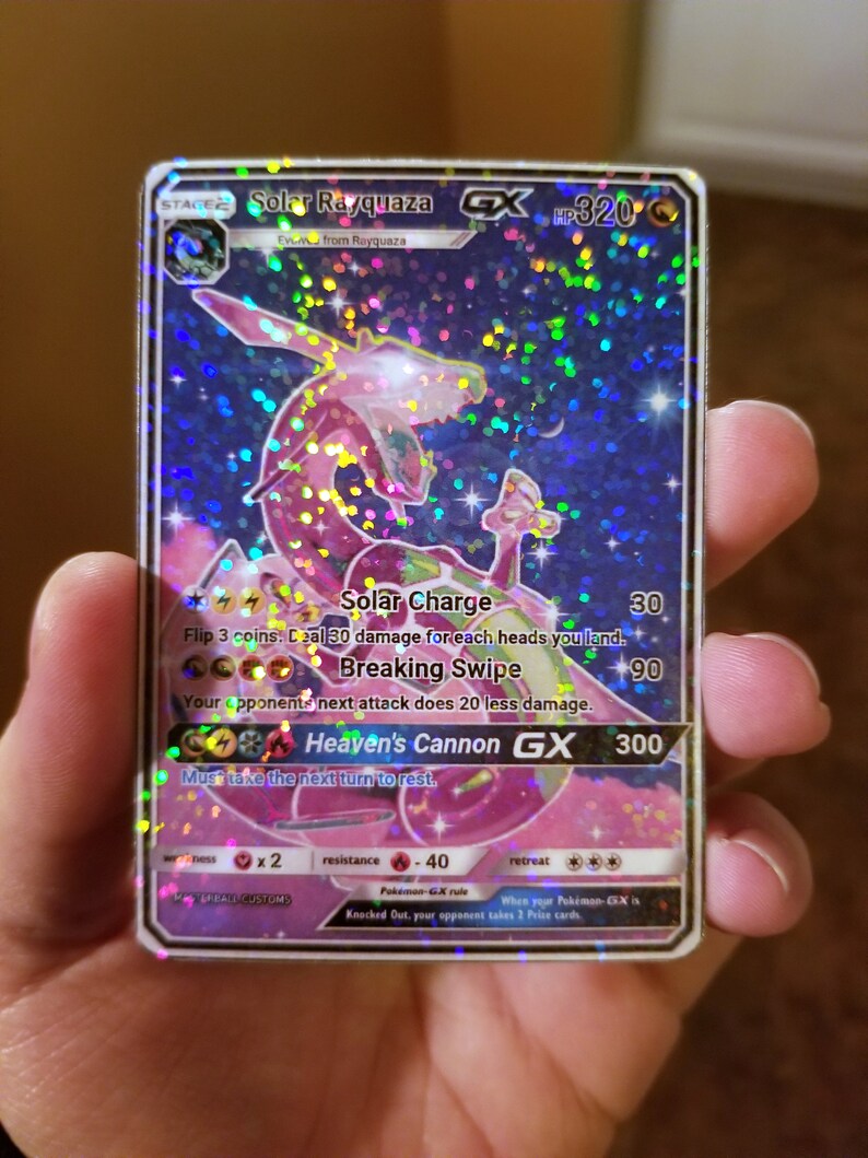 Custom Fan-made Trading Card Solar Rayquaza GX Full - Etsy