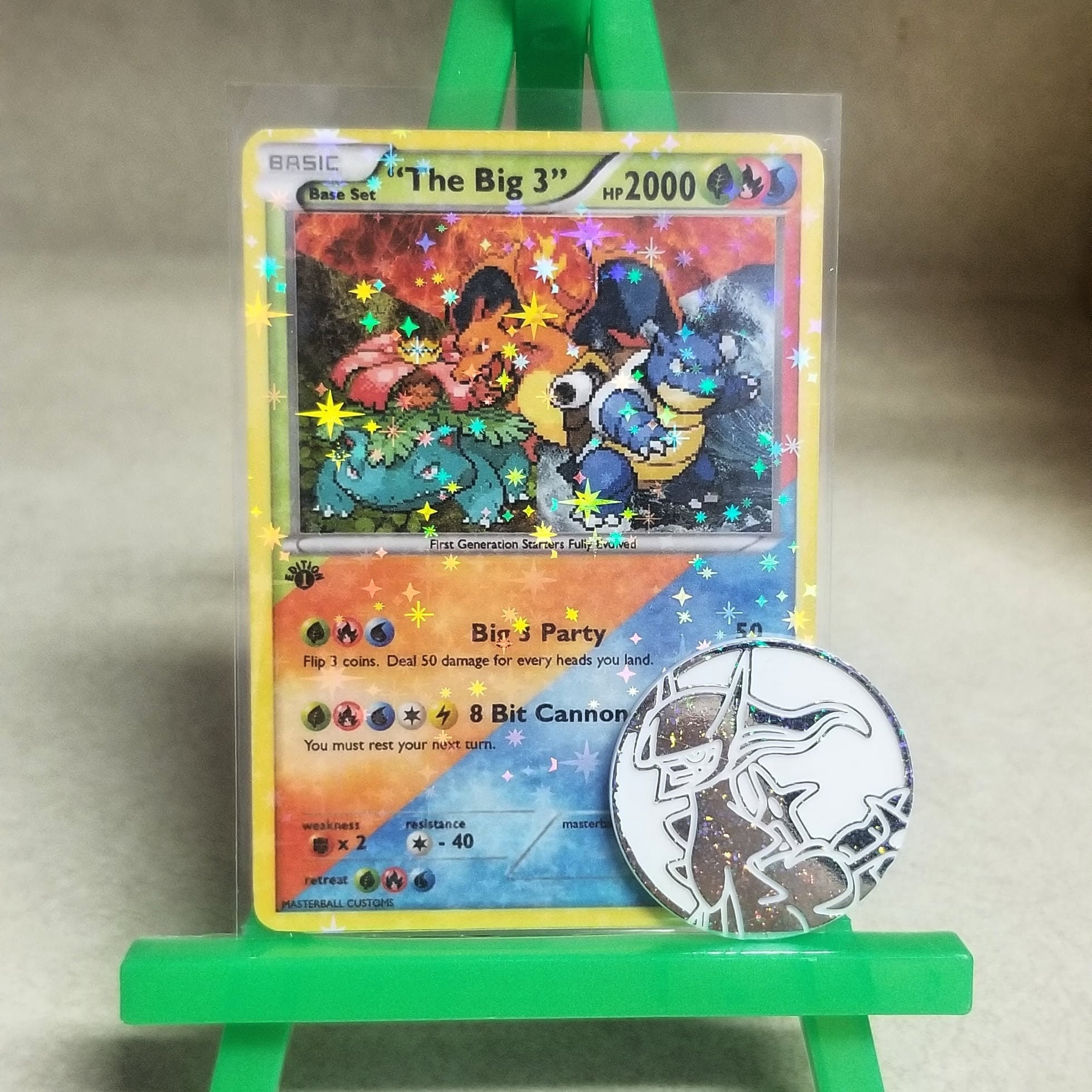 Holographic Fanmade Custom Trading Card the Big 3 Pokemon - Etsy