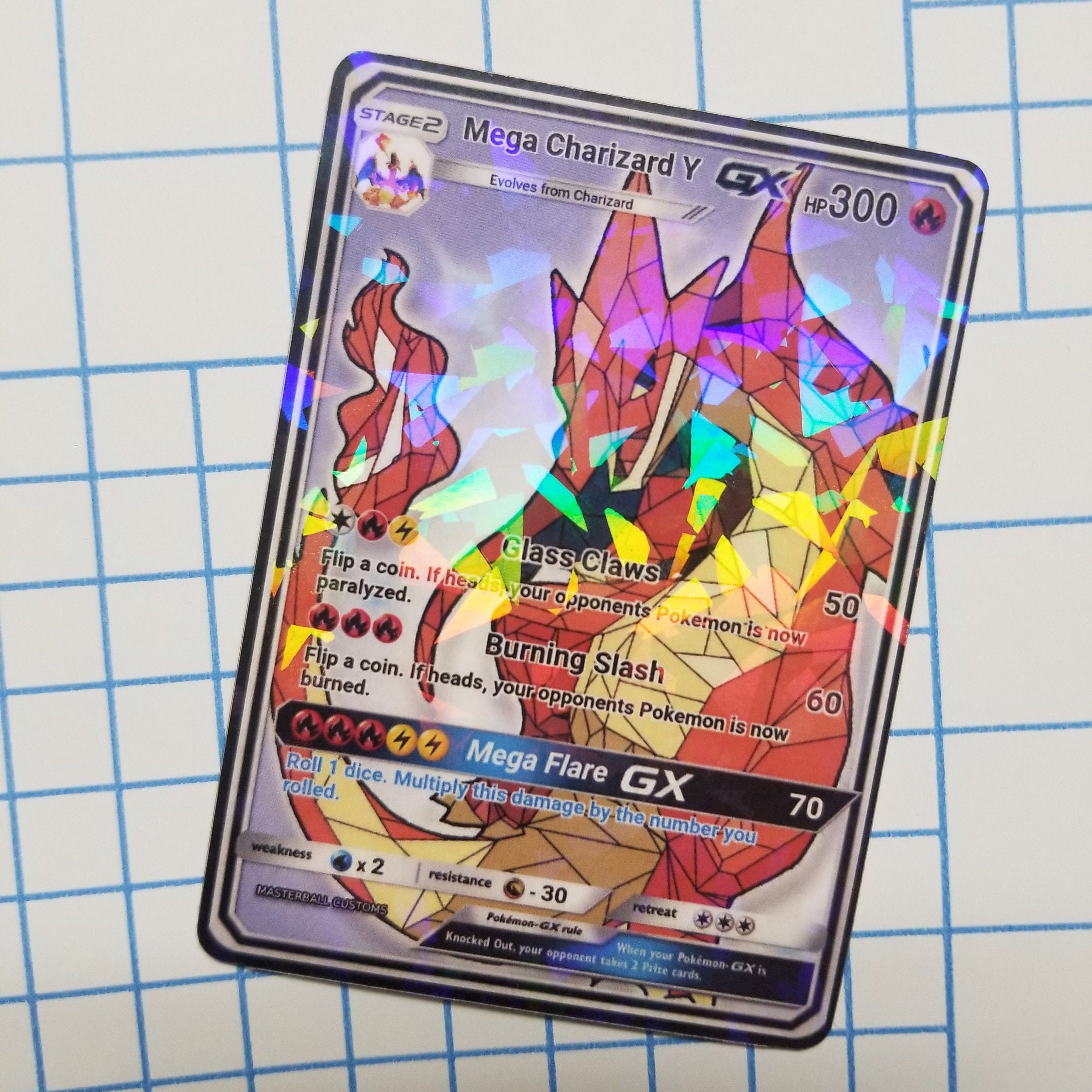 Stained Glass Holographic Mega Charizard Y Fan-made Custom Trading Card ...