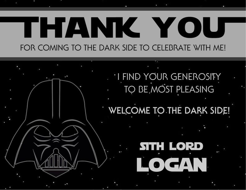 Star Wars Thank You Card Personalized With Your Child's Name ...