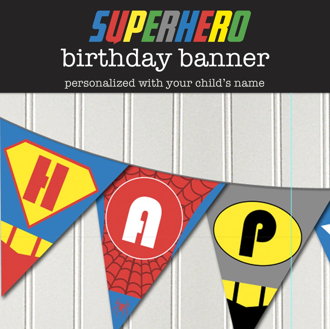 Superhero Birthday Banner - Personalized With Your Child's Name - DIY ...