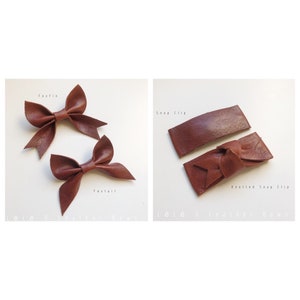 Brown Leather Bow "saddle", Soft Nylon Headband or Clip, Original and ...