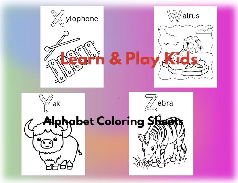 Alphabet Coloring Pages, Letters ABC Coloring Sheets, A-Z A to Z - Etsy