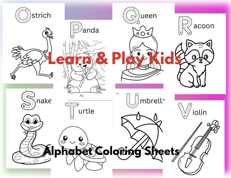 Alphabet Coloring Pages, Letters ABC Coloring Sheets, A-Z A to Z - Etsy