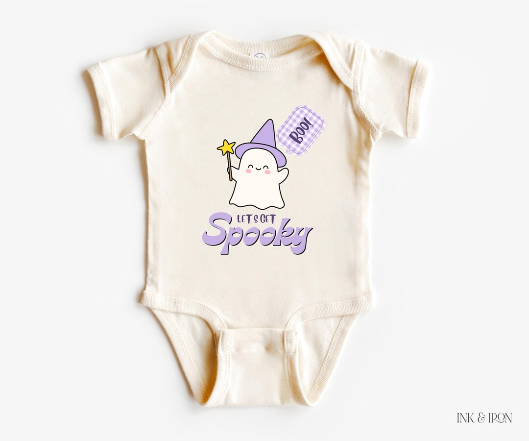 Baby's First Halloween Onesie: Ghost & Purple Gingham Outfit - Etsy