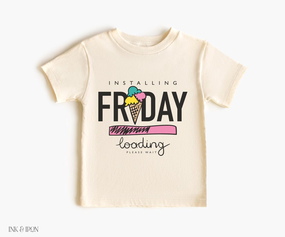 Friday Loading Kids Graphic Tee, Fun Ice Cream T-shirt for Kids, Youth ...