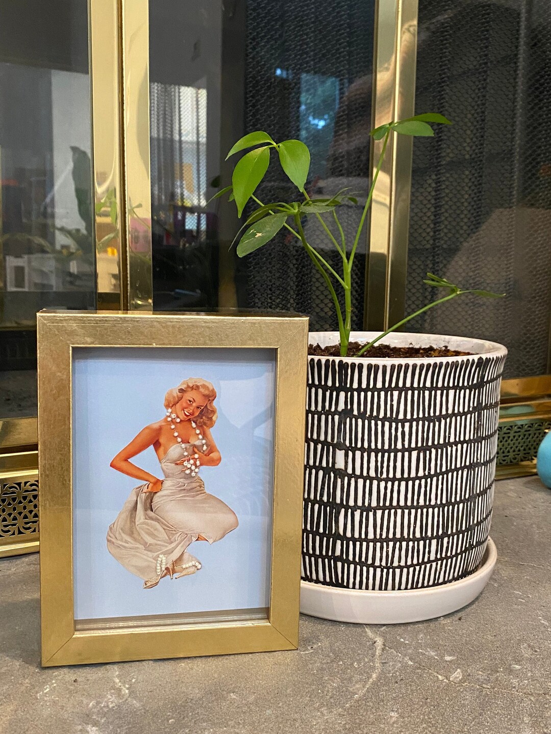 Hand-beaded Vintage Pin-up in Gold Shadowbox Frame - Etsy