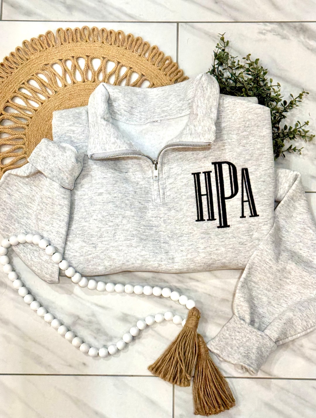 Monogram Embroidered Pullover Quarter Zip - Etsy