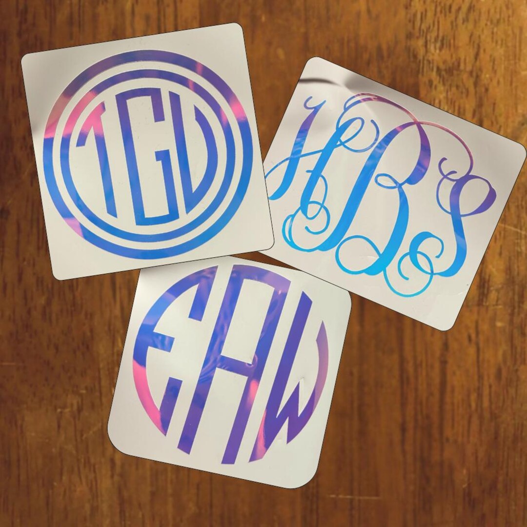 Free Shipping* HOLOGRAPHIC Monogram Decal Circle Monogram Sticker ...