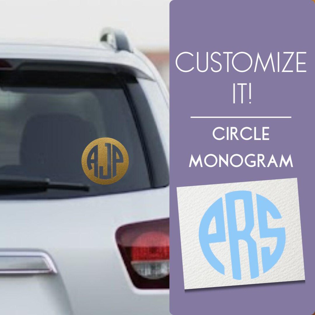 Free Shipping* Monogram Car Decal | Car Circle Monogram Decal | Car ...