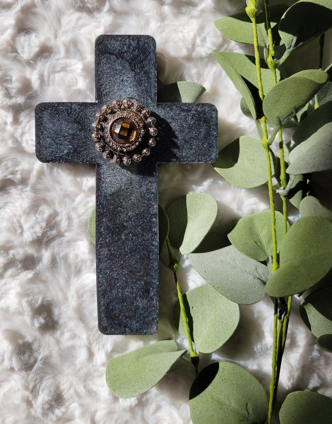 Small Gray Jewel Cross - Etsy