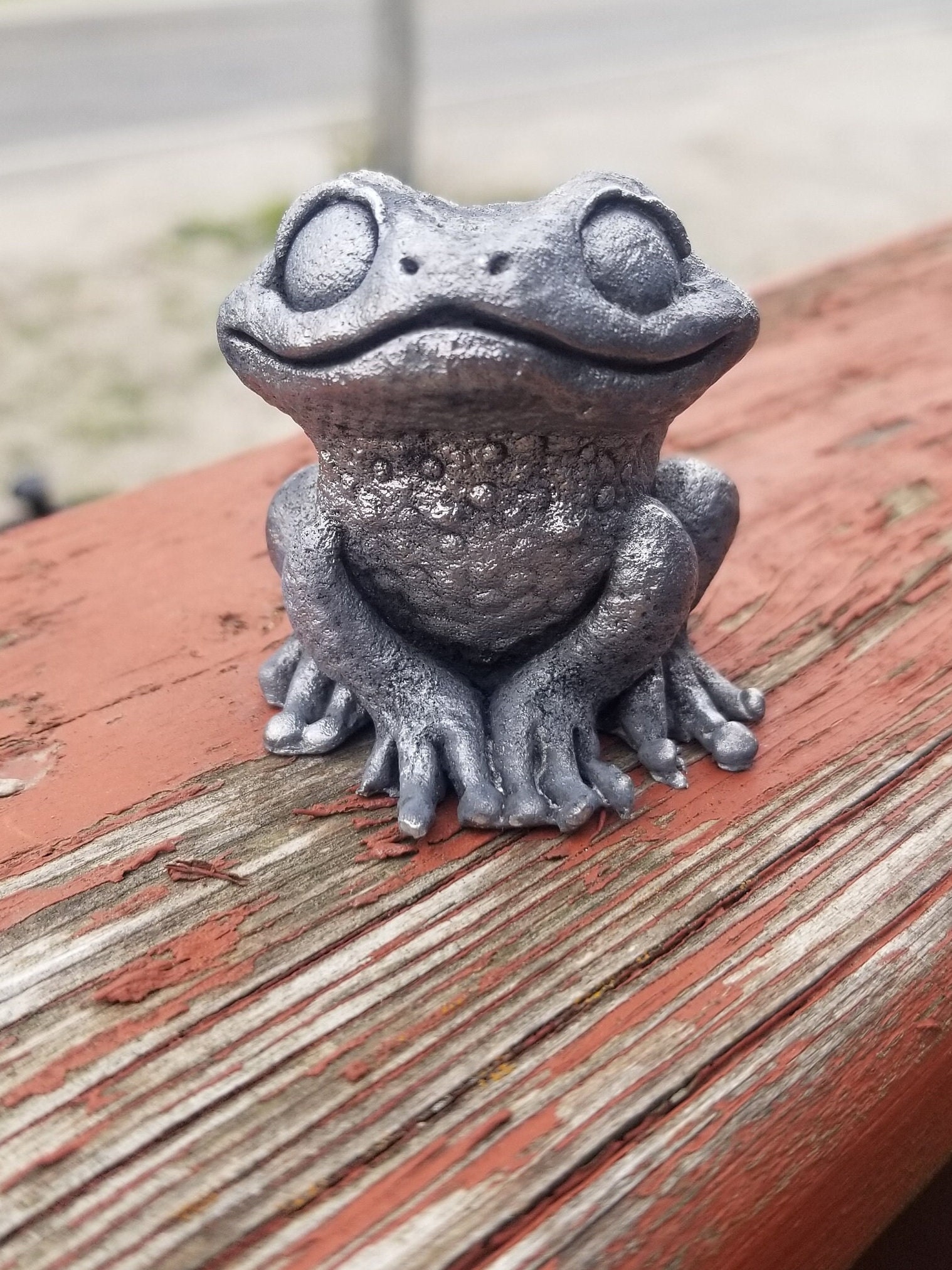 Hand Cast Pewter Cute Frog Statue Statuette Memory Gift - Etsy