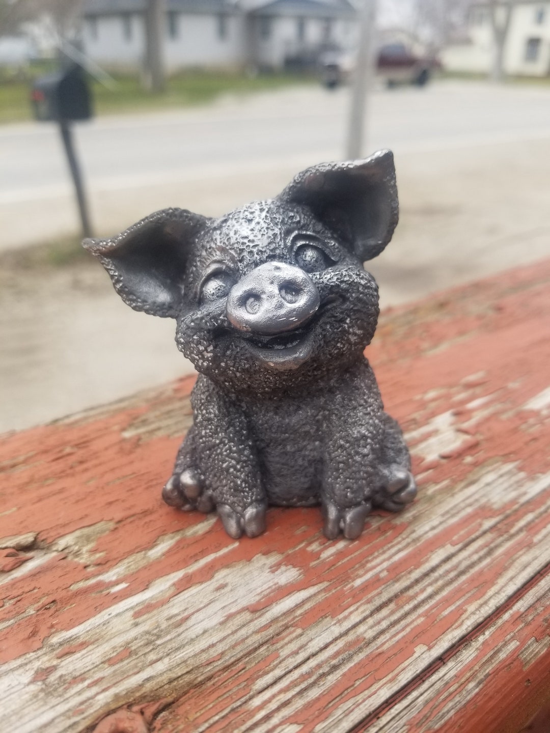 Hand Cast Pewter Pig Hog Piggy Statue Statuette Memory Gift - Etsy