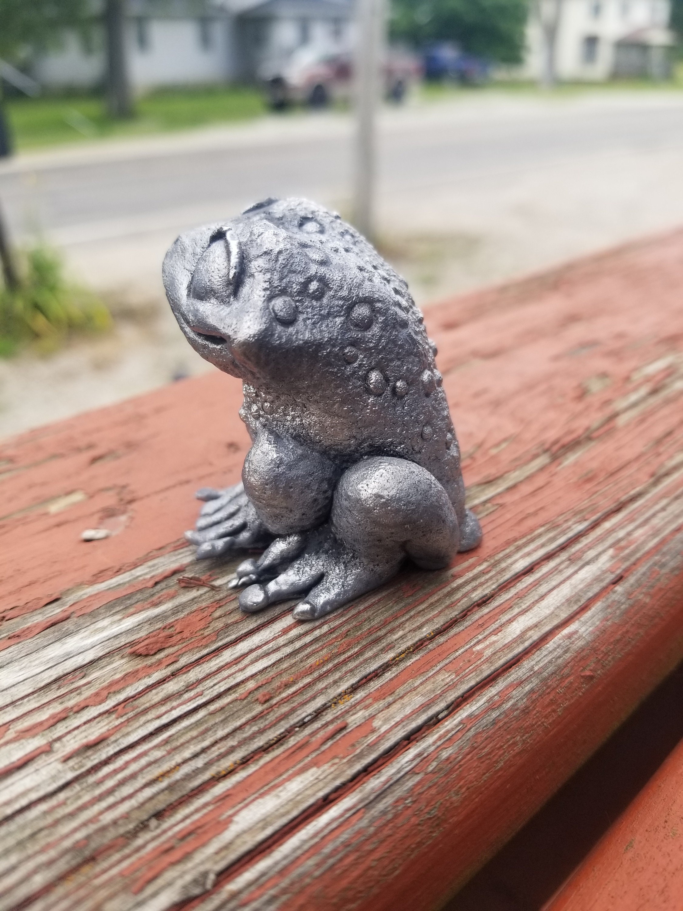 Hand Cast Pewter Cute Frog Statue Statuette Memory Gift - Etsy