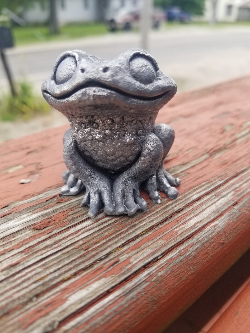 Hand Cast Pewter Cute Frog Statue Statuette Memory Gift - Etsy