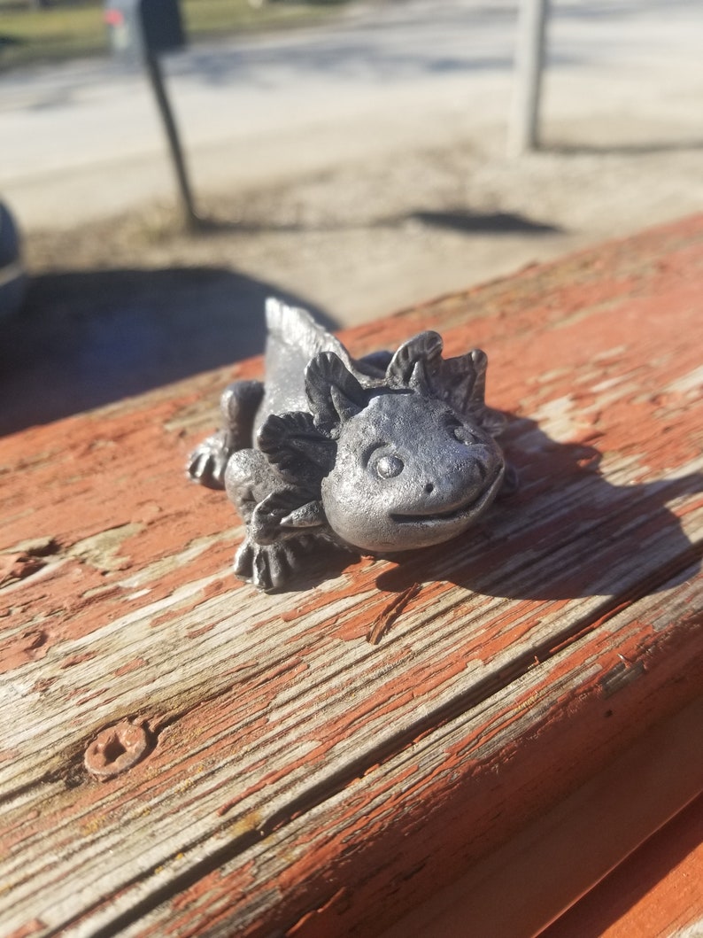 Hand Cast Pewter Axolotl Salamander Statue Statuette Memory Gift - Etsy