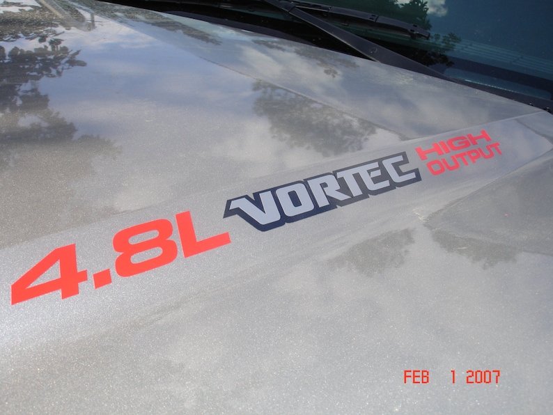 4.8L Vortec High Output Three Colored Hood Decals : Fits Chevrolet ...