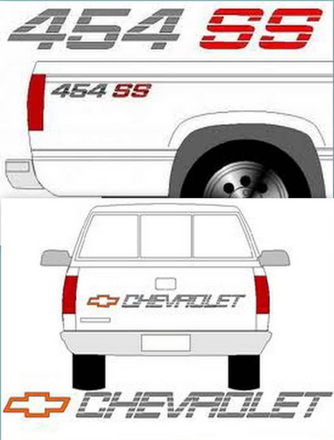 454 SS KIT CHEVY Truck Tailgate & Bedside Decals 90-91 Chevrolet Truck ...
