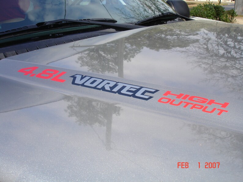 4.8L Vortec High Output Three Colored Hood Decals : Fits Chevrolet ...
