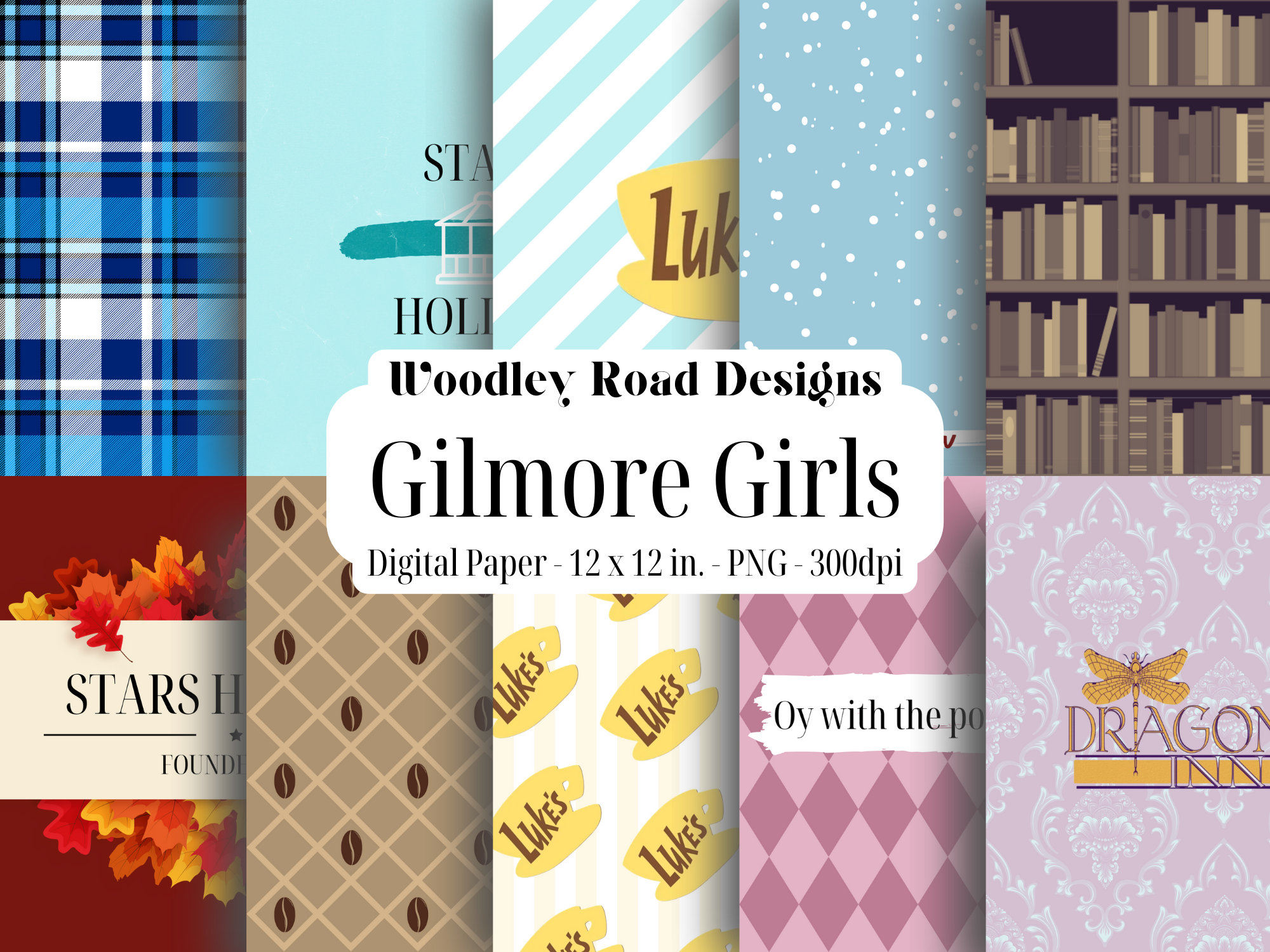 Gilmore Girls Backgrounds / Digital Paper / Scrapbooking / Stars Hollow ...