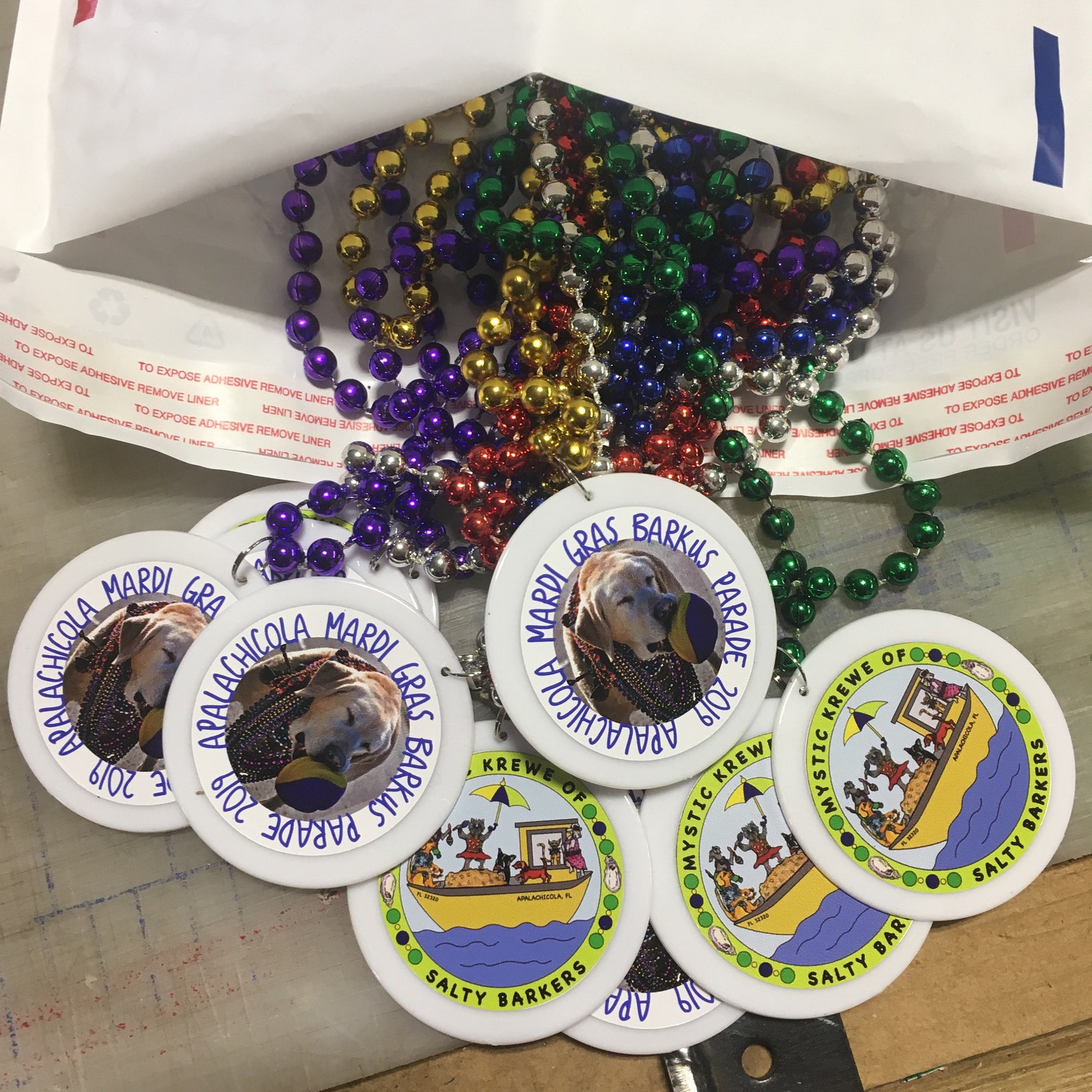 Mardi Gras Beads With Custom Sticker on a White Plastic - Etsy