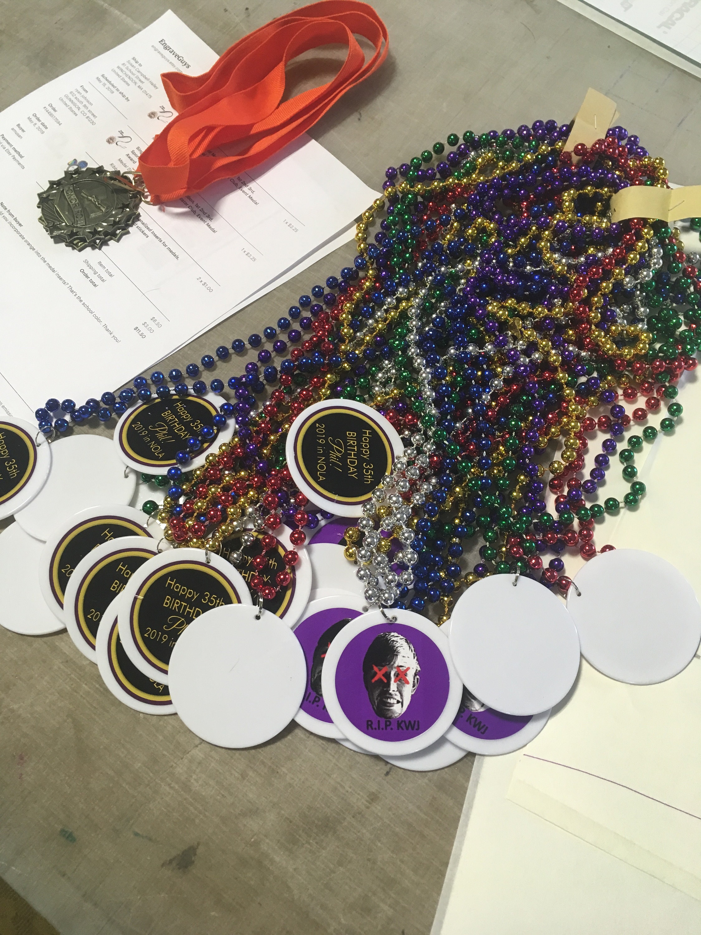 Mardi Gras Beads With Custom Sticker on a White Plastic - Etsy