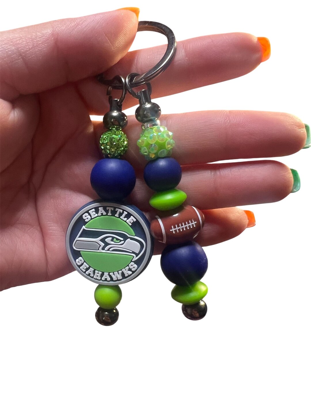 NFL Football Keychain | Team Colors Beaded Keychain | Football Fan Gift ...