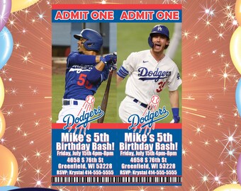 Dodgers Birthday Invitations - Etsy